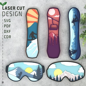 Snowboard Bundle SVG Laser Cut Files, Multilayer Svg, Layered Svg, 3d ...