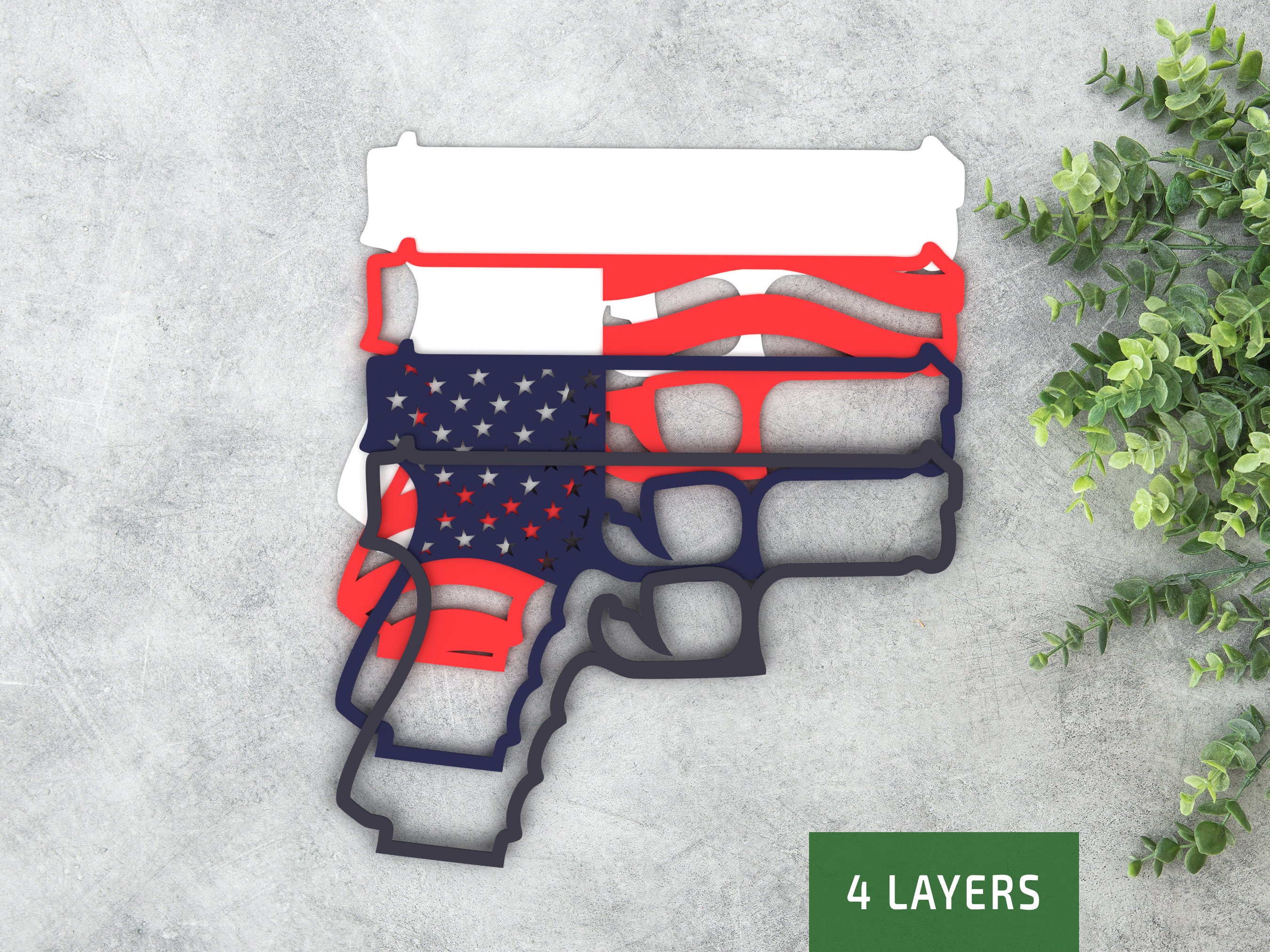 Glock Pistol American Flag Layered SVG Laser Cut File, Glowforge ...