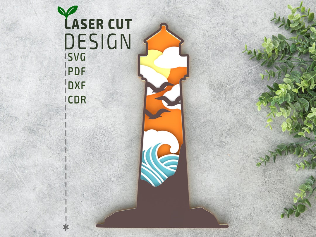 Lighthouse Nautical Layered SVG File for Laser Cutting and Paper ...