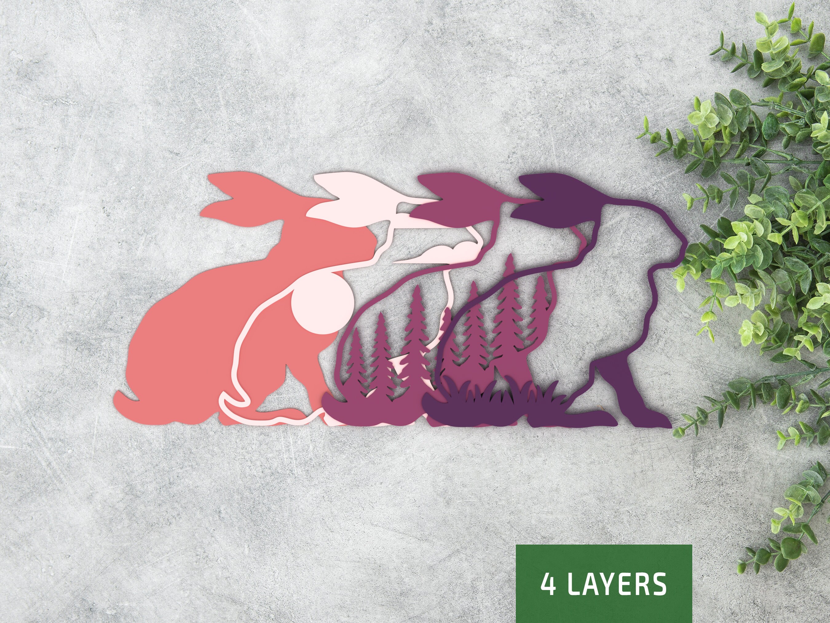 Rabbit Laser Cut Files SVG Layered SVG Multilayer Laser Cut - Etsy