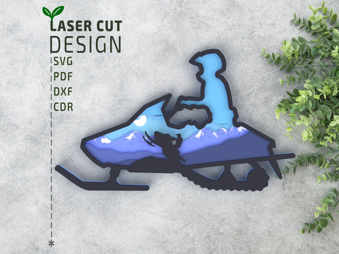 Snowmobile Layered SVG, Laser Cut Files, Multilayer SVG, 3D Svg ...