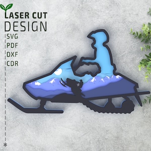 Snowmobile Layered SVG, Laser Cut Files, Multilayer SVG, 3D Svg ...