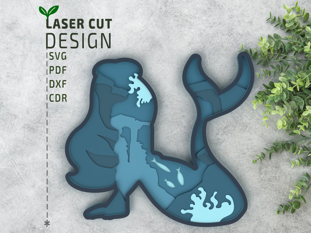Mermaid Layered SVG, Laser Cutting File, 3D SVG, Glowforge File ...