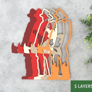 Firefighter Laser Cut File – Layered SVG Multilayer 3D Papercut Design ...