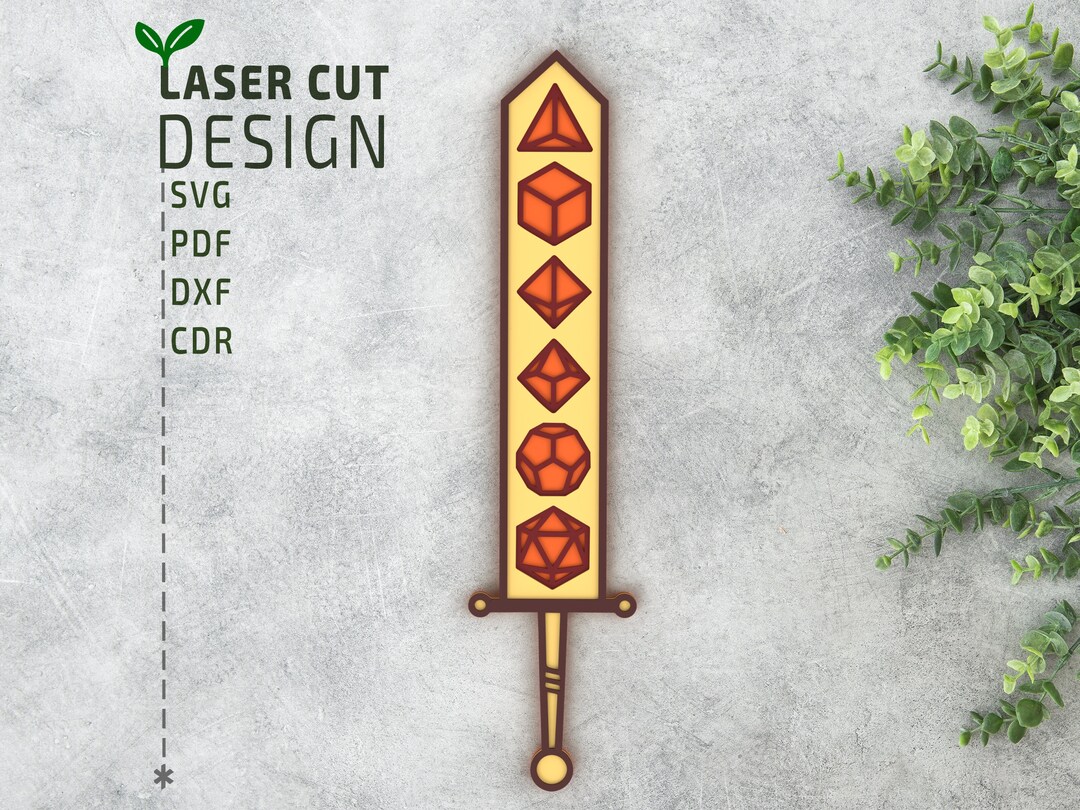 RPG Dice Sword Layered SVG Laser Cut File for Glowforge , Multilayer 3d ...