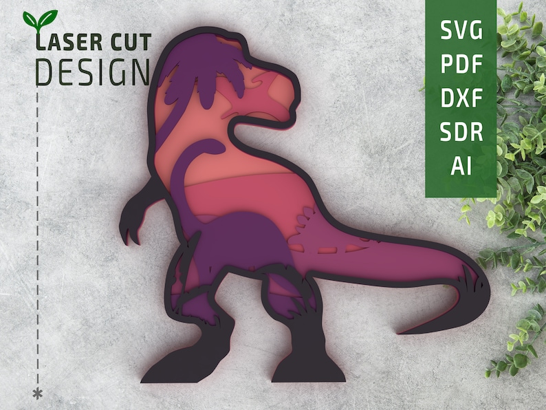 Dinosaur T-rex, Tyrannosaurus Layered SVG Laser Cut File for Glowforge ...