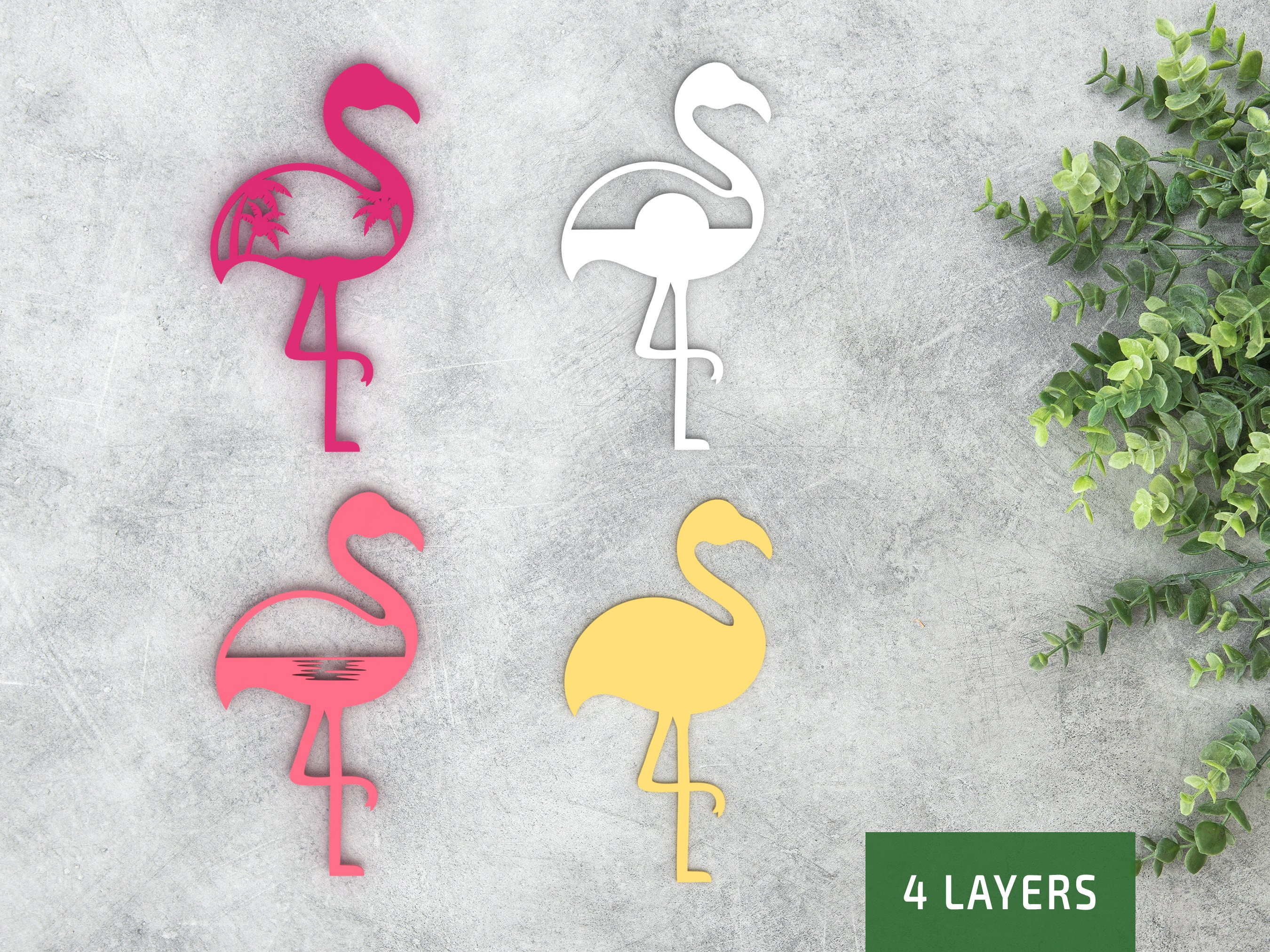 Flamingo Summer Beach Layered SVG Laser Cut File for Glowforge ...