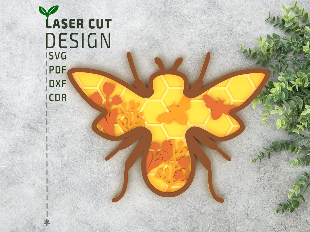 Bee Laser Cut File – Layered SVG Multilayer 3D Papercut Design for ...