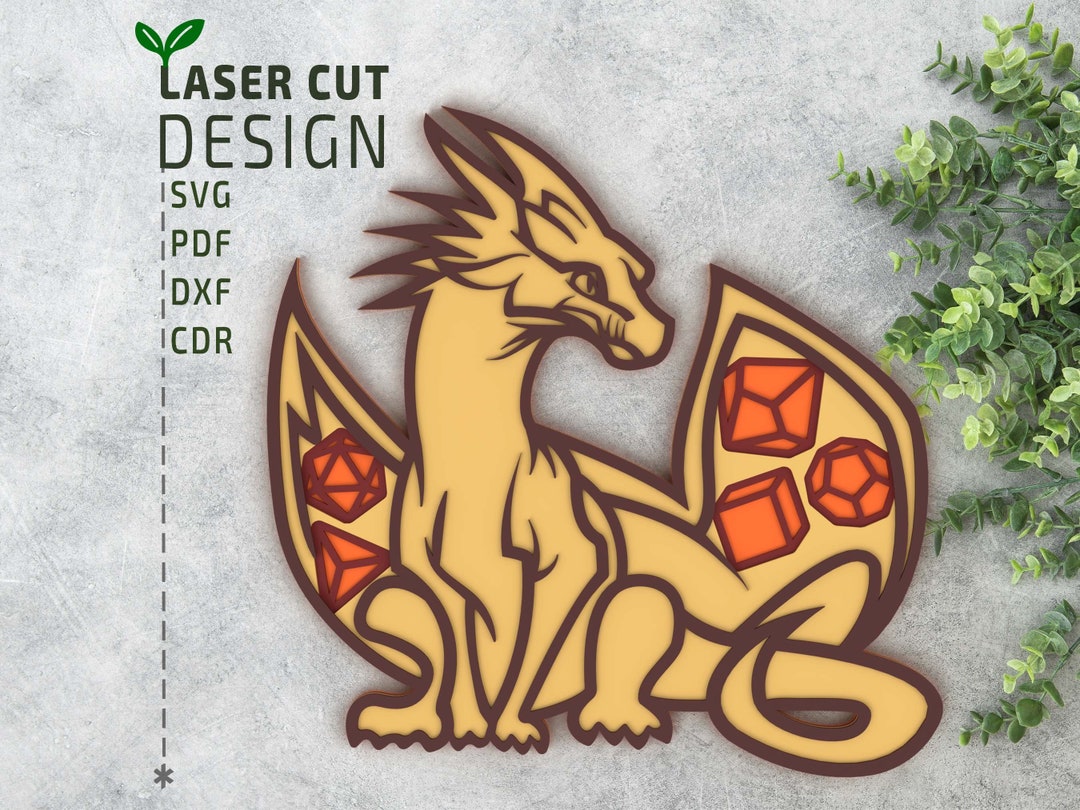 Dragon With RPG Dice Layered SVG, Laser Cut Files, Glowforge Files ...