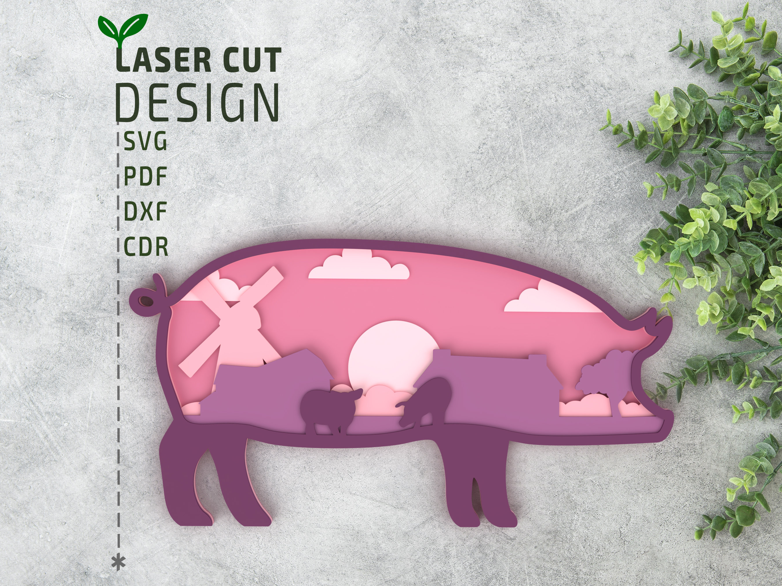 Pig Farmhouse SVG Laser Cut Files, Layered Svg, Multilayer Svg, 3d Svg ...