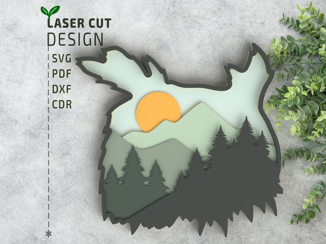 Owl Head Forest Layered SVG Laser Cut File for Glowforge , Multilayer ...