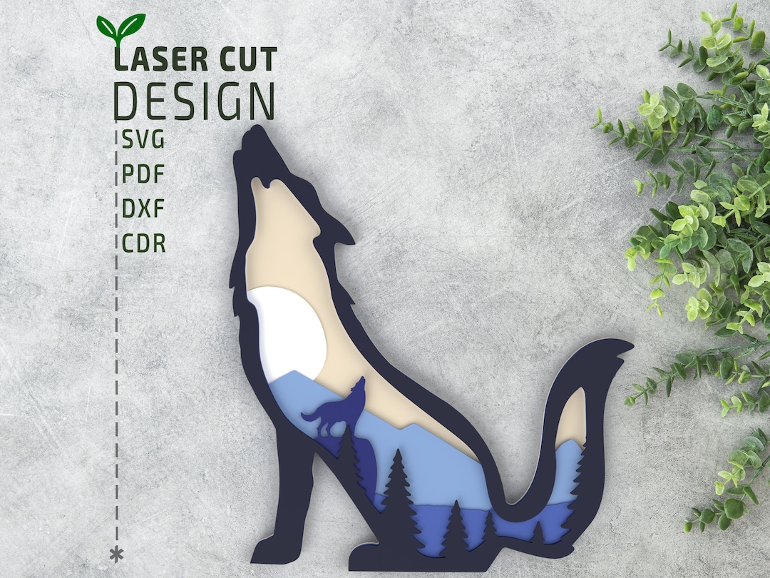 Wolf Layered SVG Laser Cut File for Glowforge , Multilayer 3d Laser ...