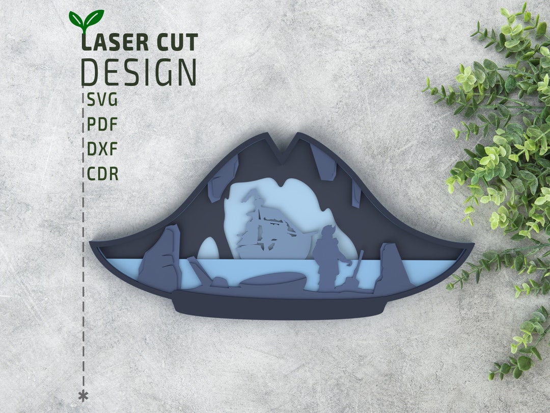 Pirate Hat Layered SVG Laser Cut File for Glowforge , Multilayer 3d ...