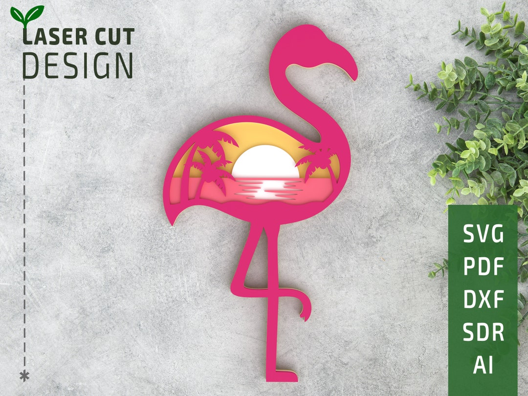 Flamingo Summer Beach Layered SVG Laser Cut File for Glowforge ...