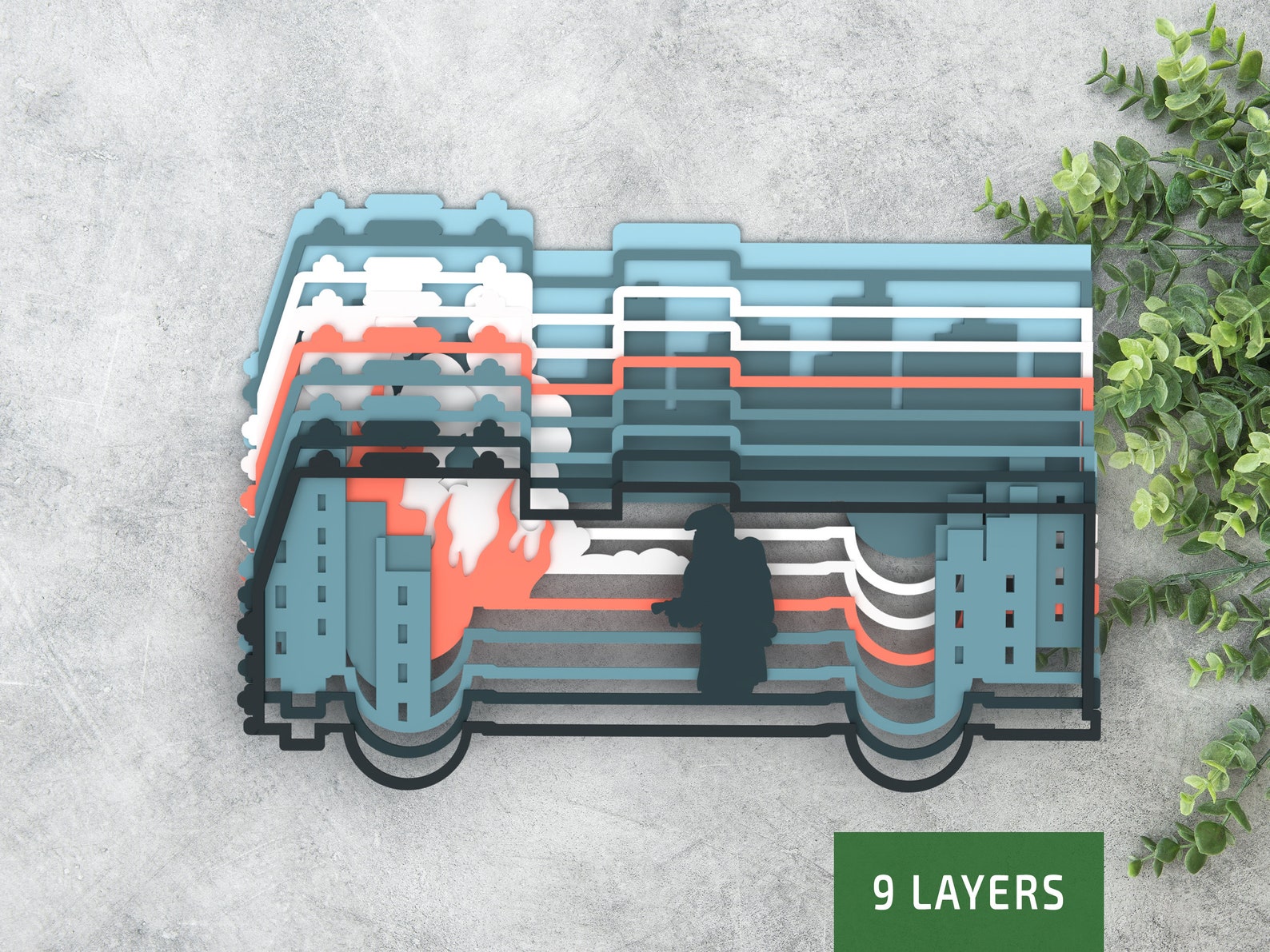Fire Truck Laser Cut File – Layered SVG Multilayer 3D Papercut Design ...