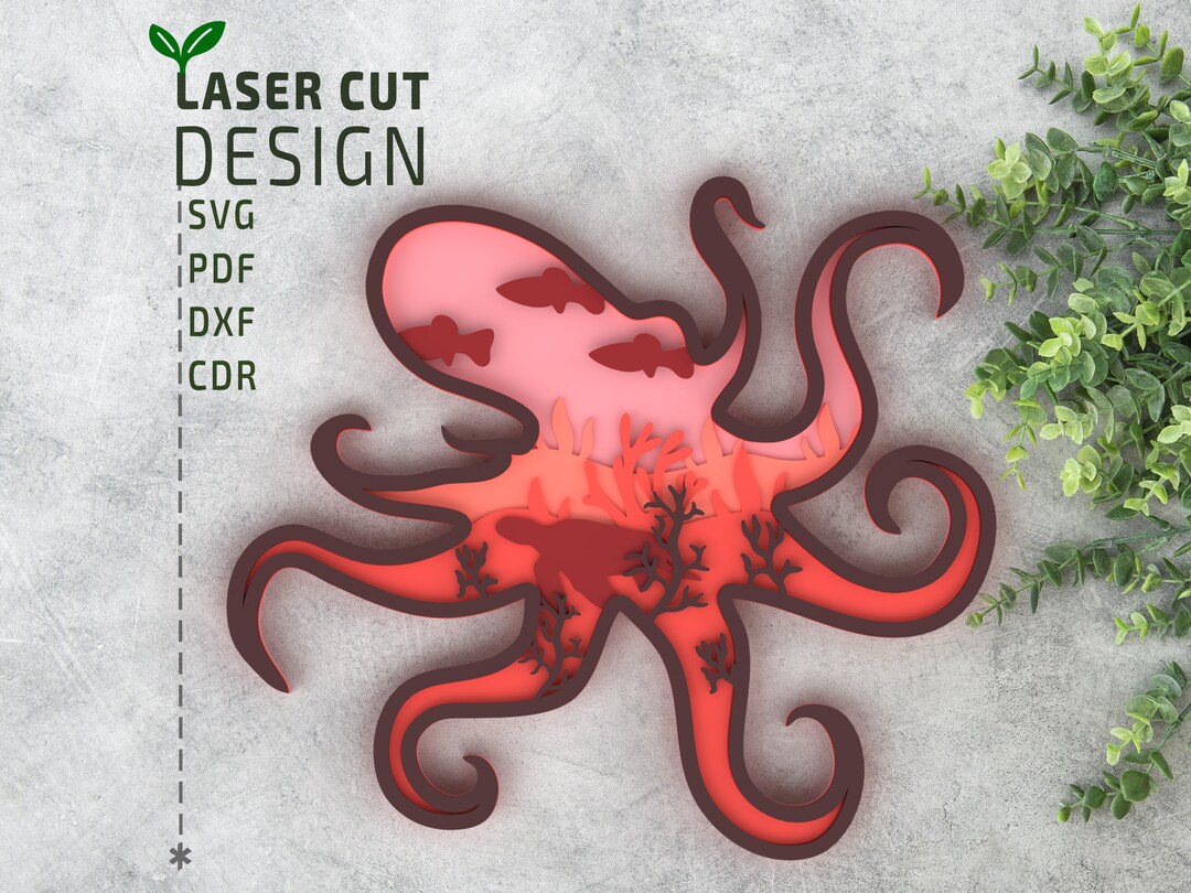 Octopus Layered SVG Cut File for Laser Cutting, Paper Cutting ...