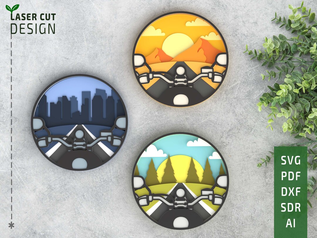 Motorcycle Bundle Layered SVG Laser Cut File for Glowforge , Multilayer ...