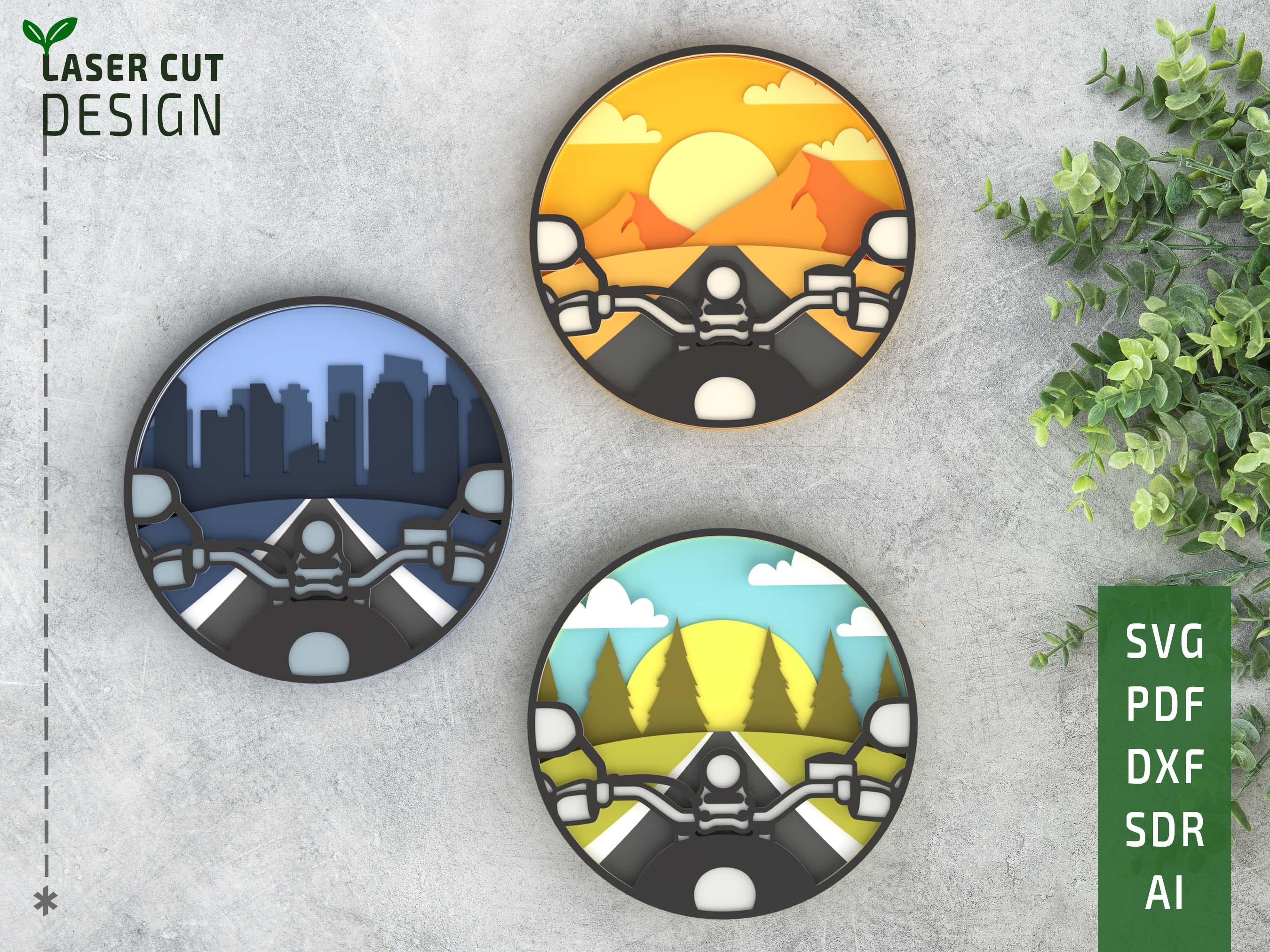 Motorcycle Bundle Layered SVG Laser Cut File for Glowforge , Multilayer ...