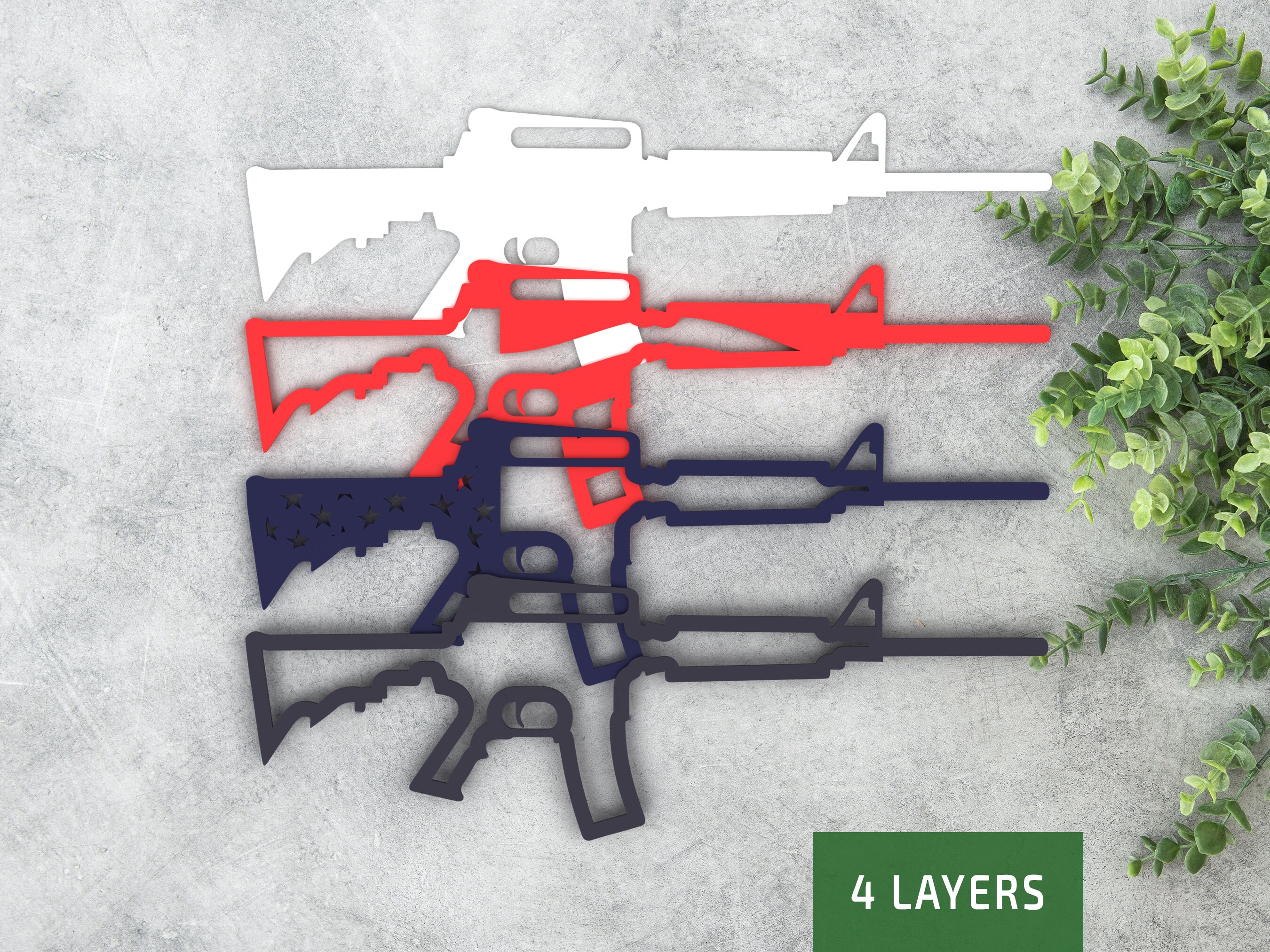 M4 M16 Rifle American Flag Layered SVG Laser Cut File, Glowforge ...
