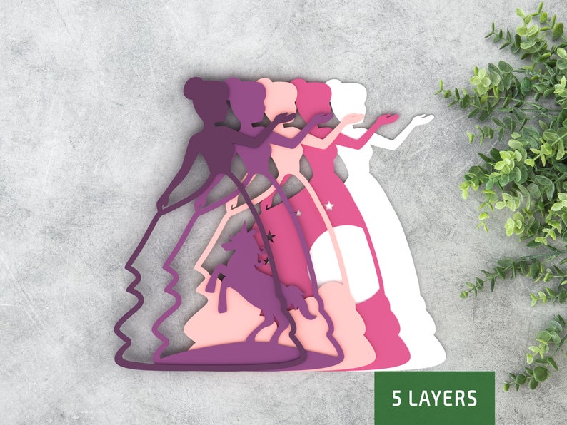 Princess Bundle Layered SVG Laser Cut File for Glowforge , Multilayer ...