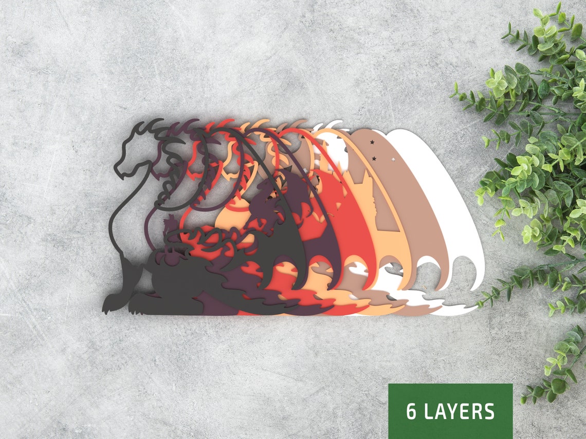 Dragon and Knight Layered SVG Laser Cut File for Glowforge , Multilayer ...
