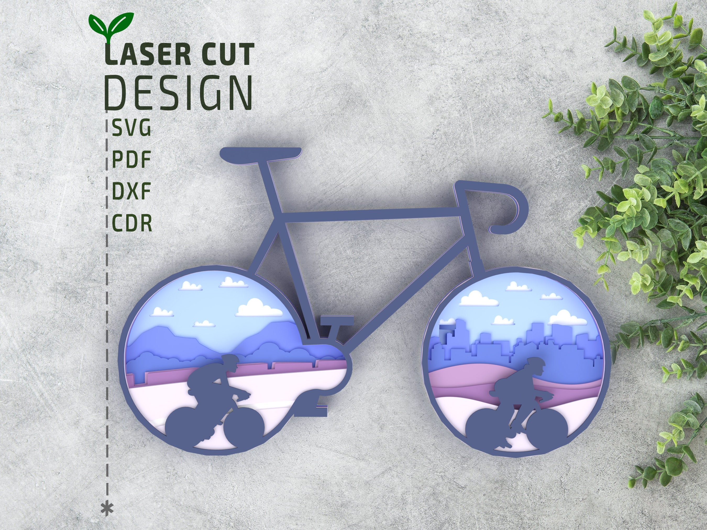 Cycling Laser Cut File – Layered SVG Multilayer 3D Papercut Design for ...