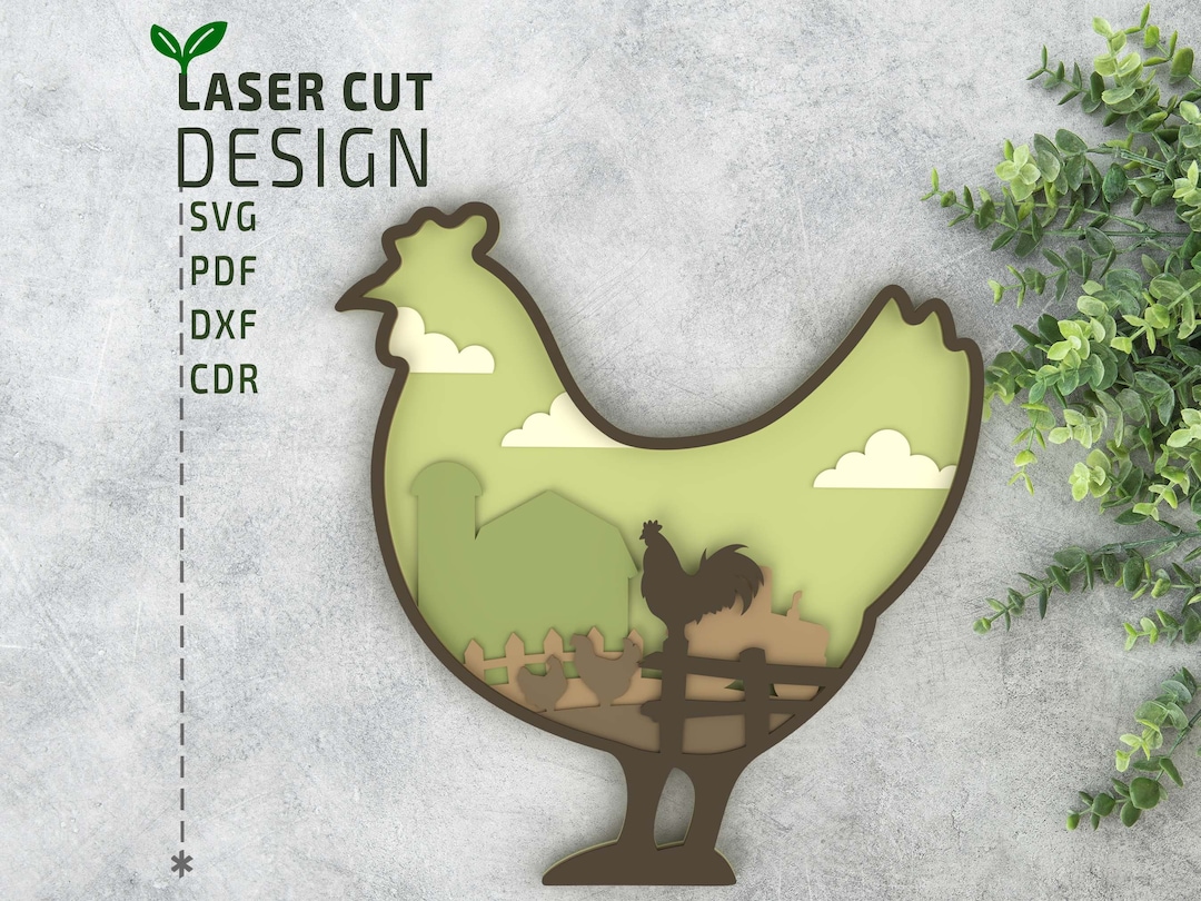 Chicken Farm Laser Cut File – Layered SVG Multilayer 3D Papercut Design ...