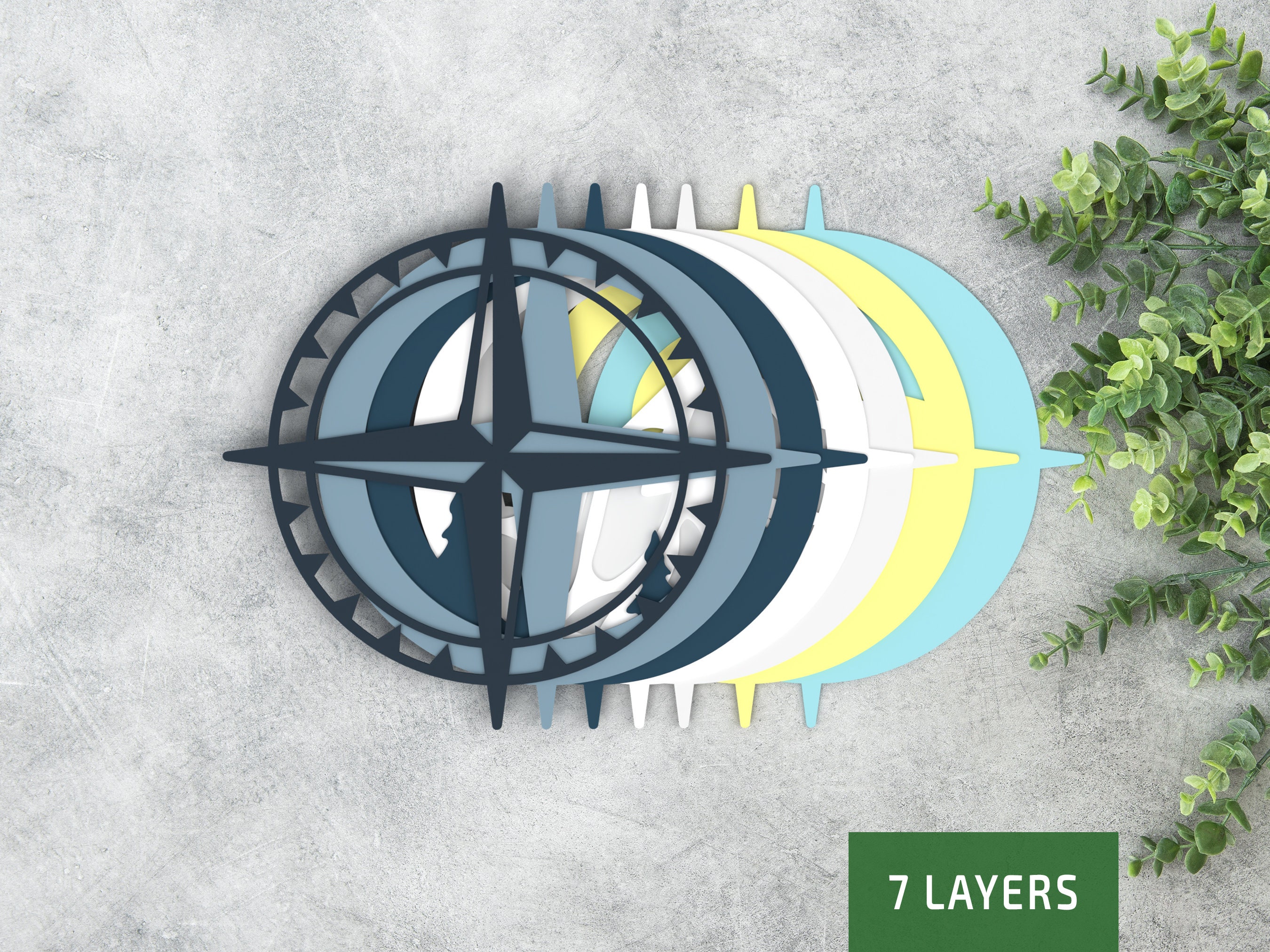 Compass Mountains Layered SVG Cut File for Laser Cut and Paper Cut ...