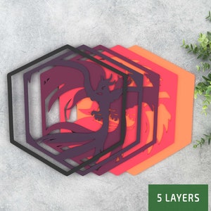 D20 Dice Phoenix Layered SVG Laser Cut File for Glowforge , Multilayer ...