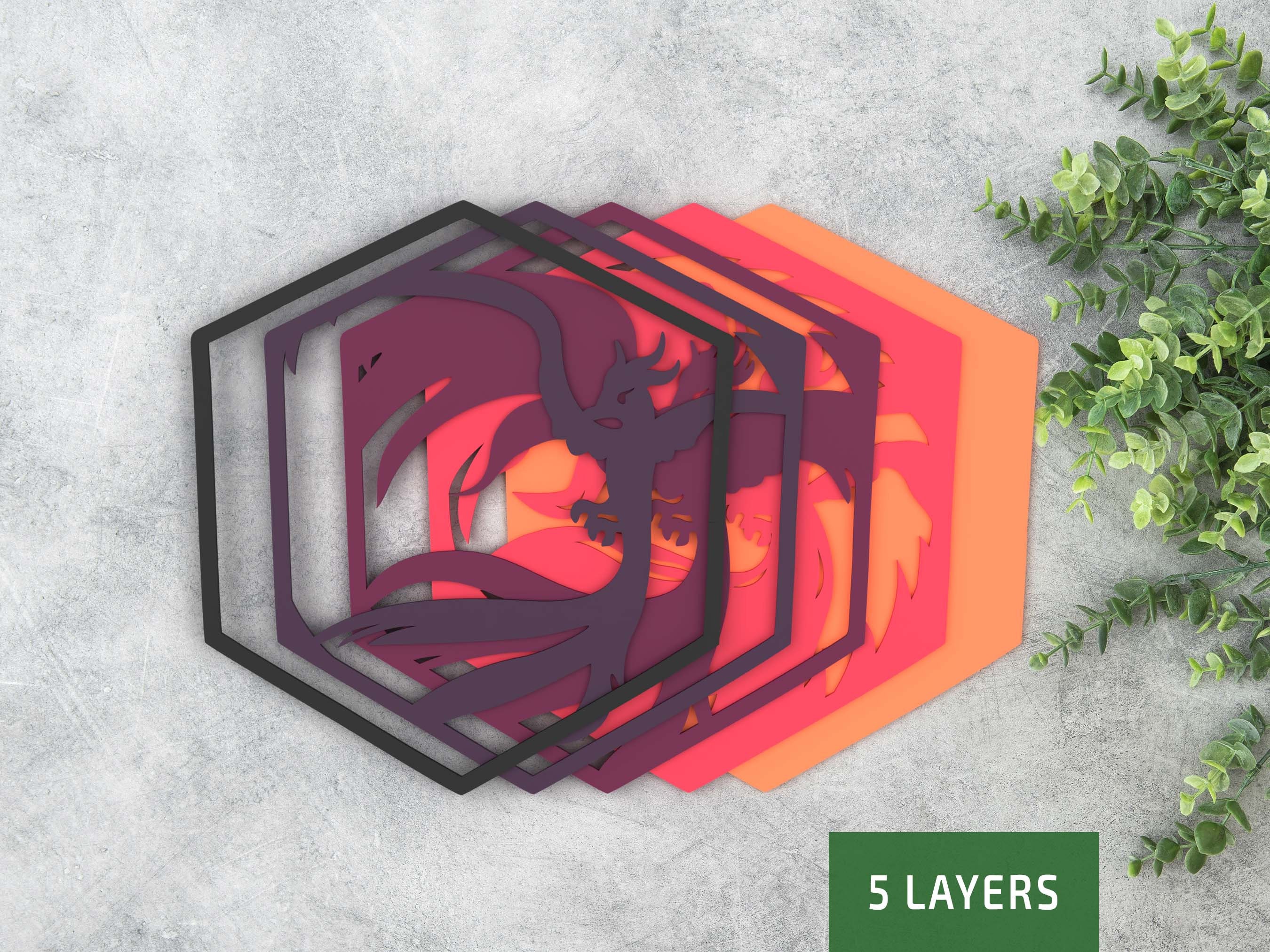 D20 Dice Phoenix Layered SVG Laser Cut File for Glowforge , Multilayer ...