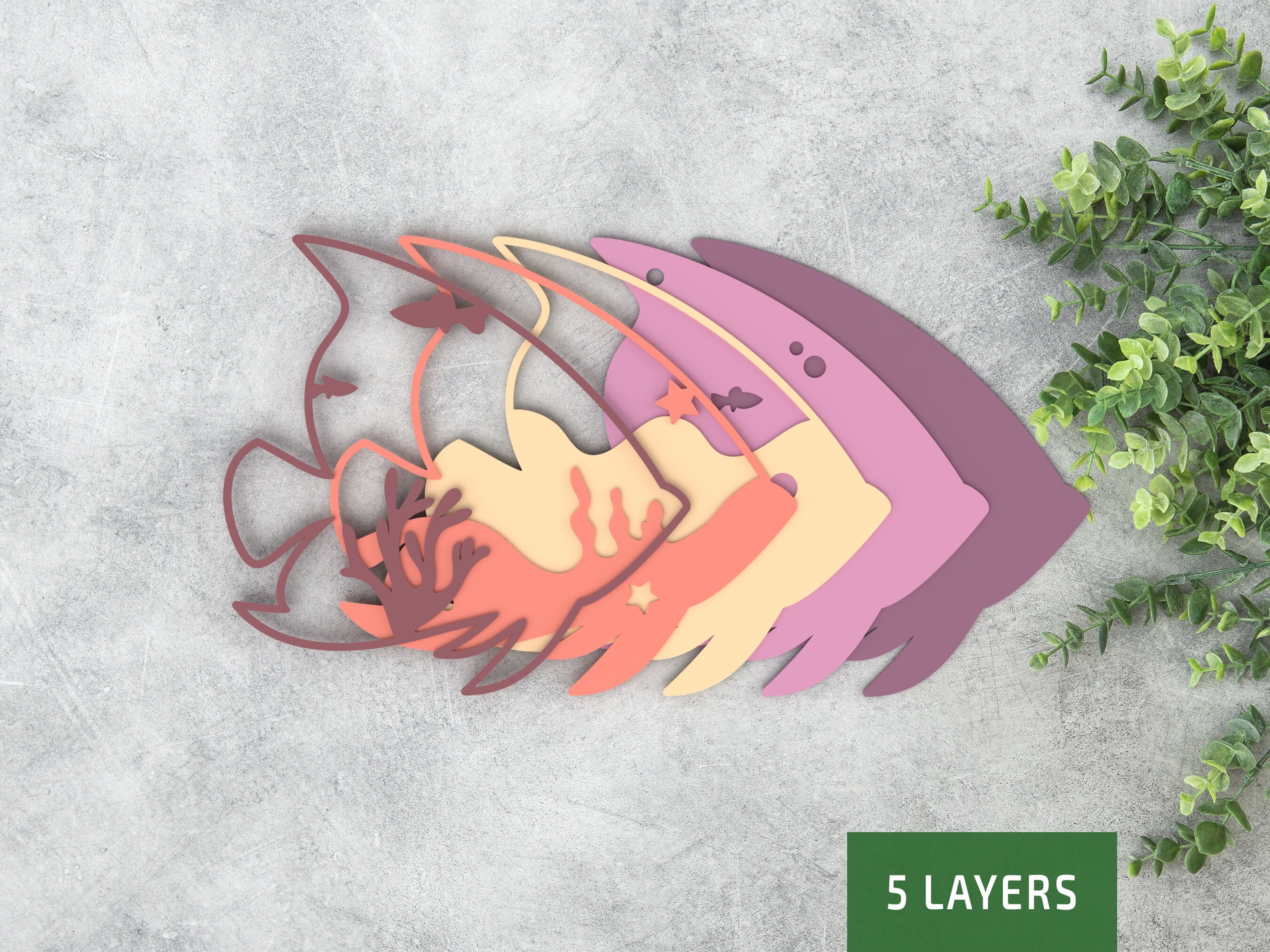 Fish Layered SVG Cut File for Laser Cutting Paper Cutting. - Etsy