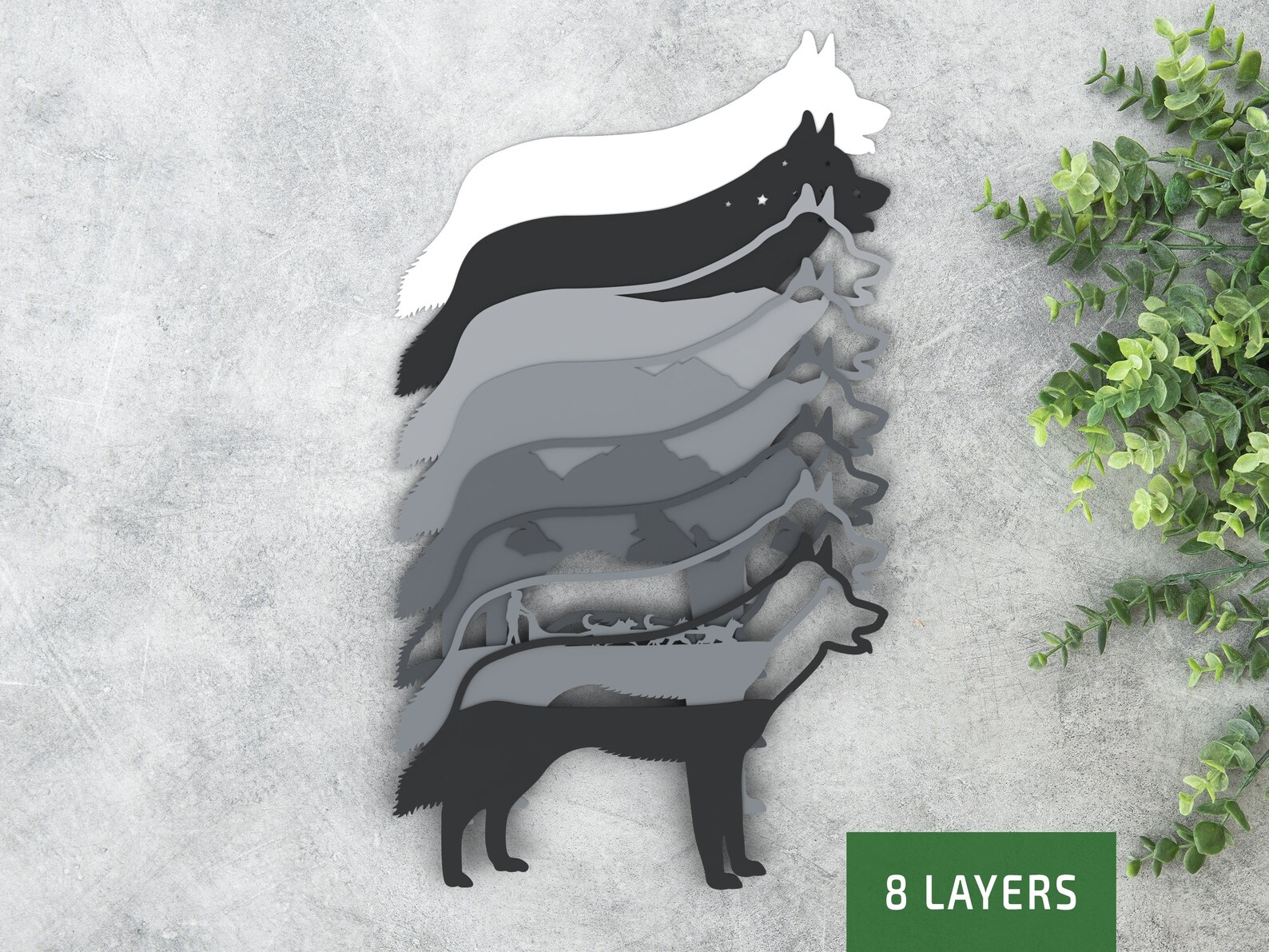 Husky Dog Laser Cut File – Layered SVG Multilayer 3D Design for Winter ...