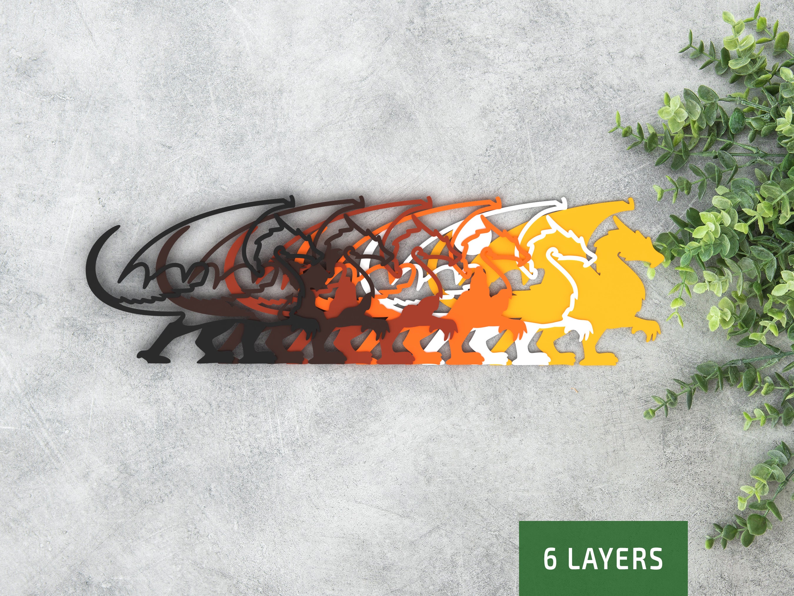 Dragon With Scene Layered SVG Laser Cut File for Glowforge , Multilayer ...