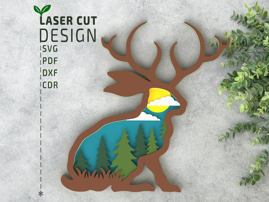 Jackalope Layered SVG File for Laser Cutting and Paper Cutting ...