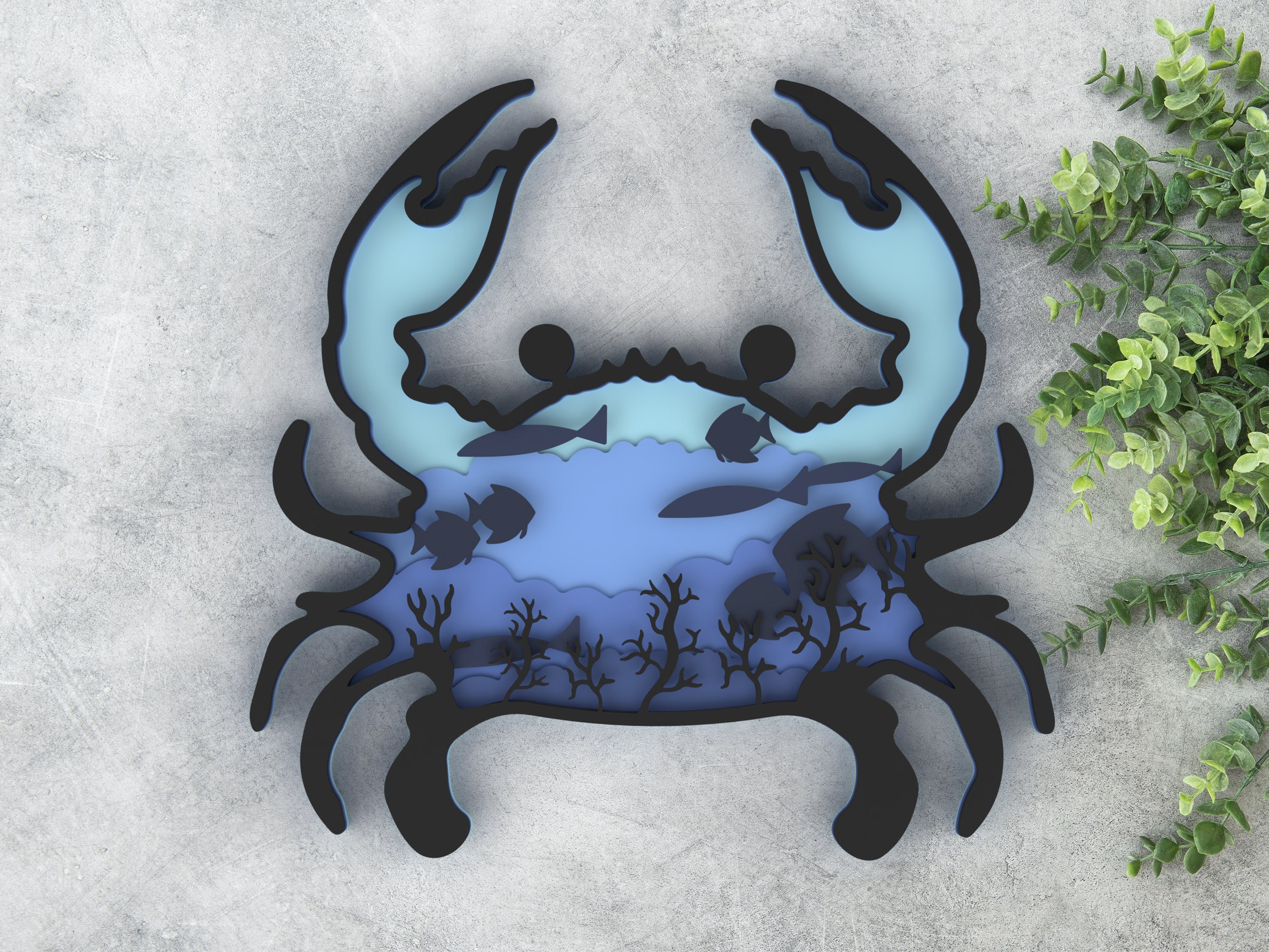 Sea Creatures Bundle Layered SVG Cut File for Laser Cutting, Paper ...