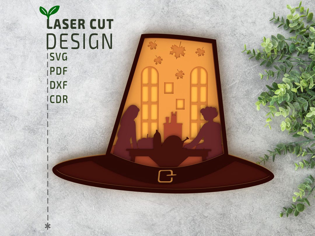 Pilgrim Hat Laser Cut File – Layered SVG Multilayer 3D Papercut Design ...