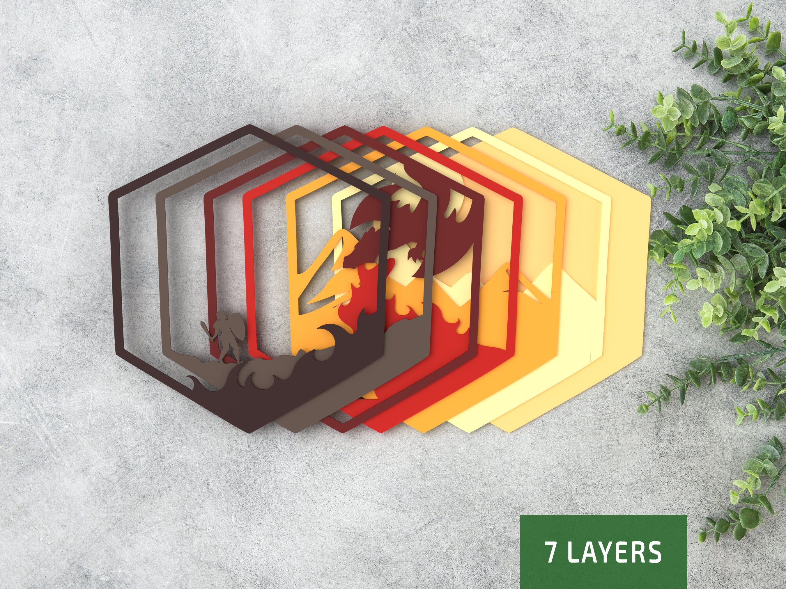 D20 Dice Dragon and Knight Layered SVG Laser Cut File for Glowforge ...