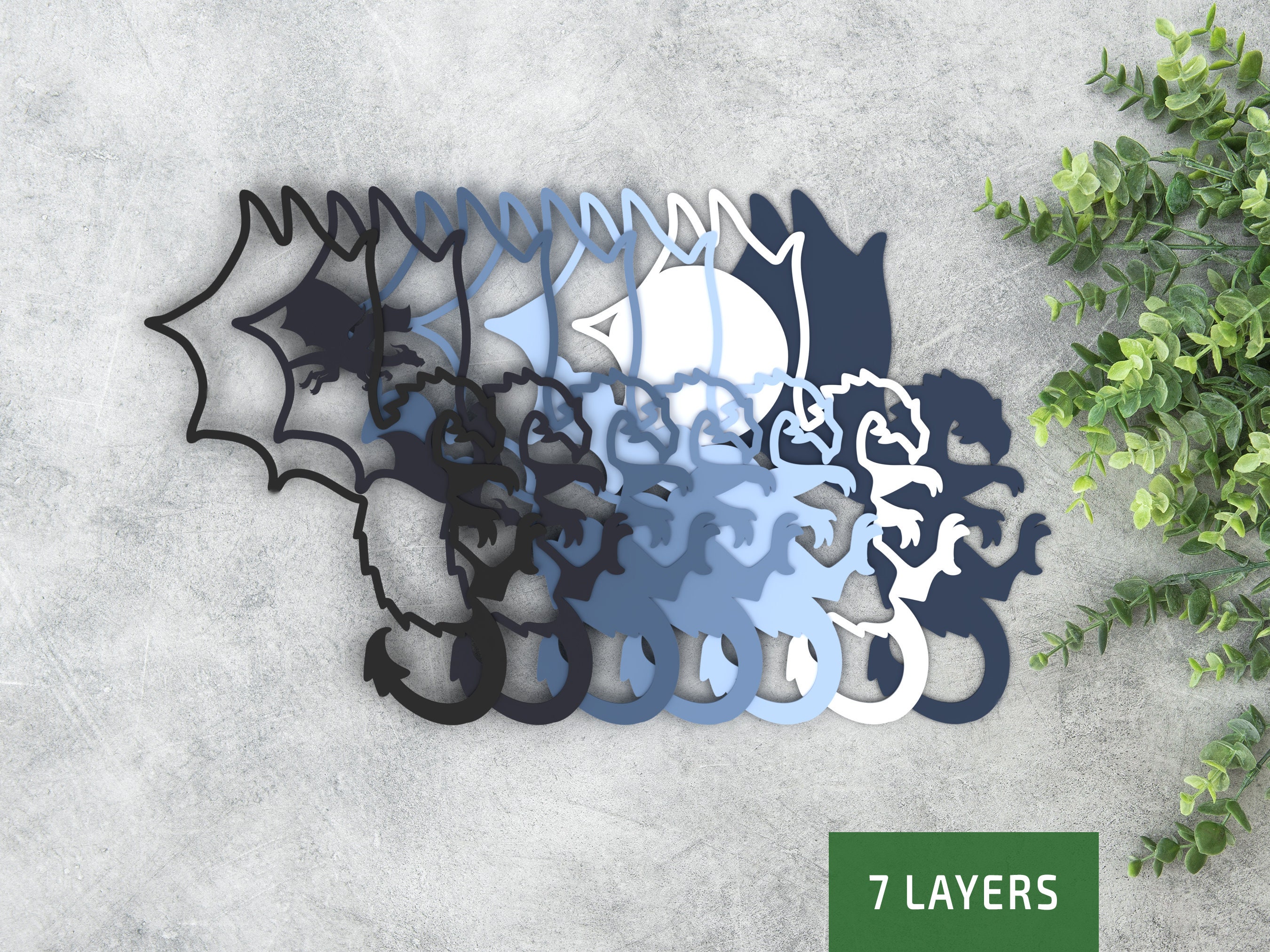 Dragons in Clouds Layered SVG Laser Cut File for Glowforge , Multilayer ...