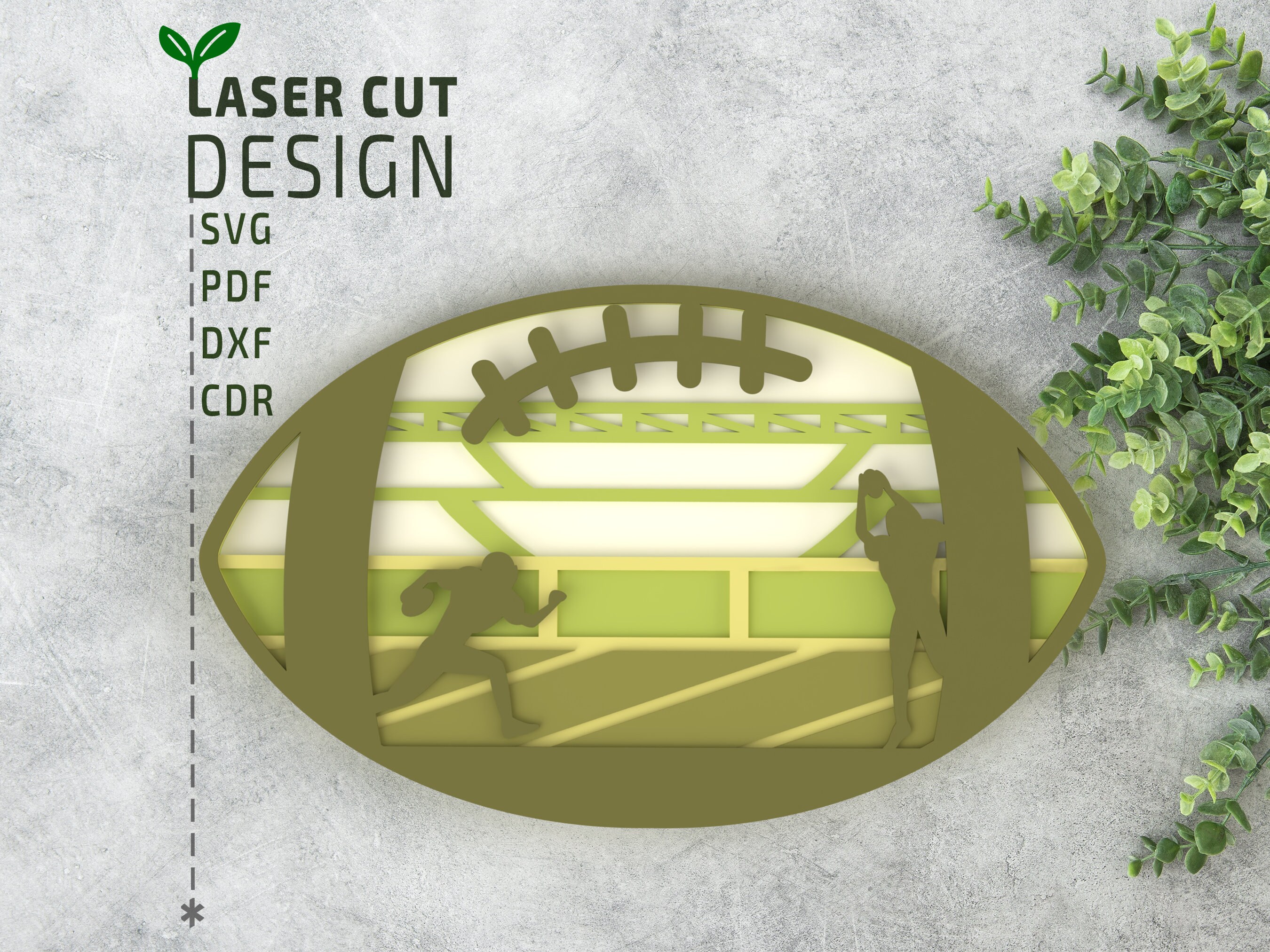 American Football Ball Layered SVG Cut File for Laser Cutting, Paper ...