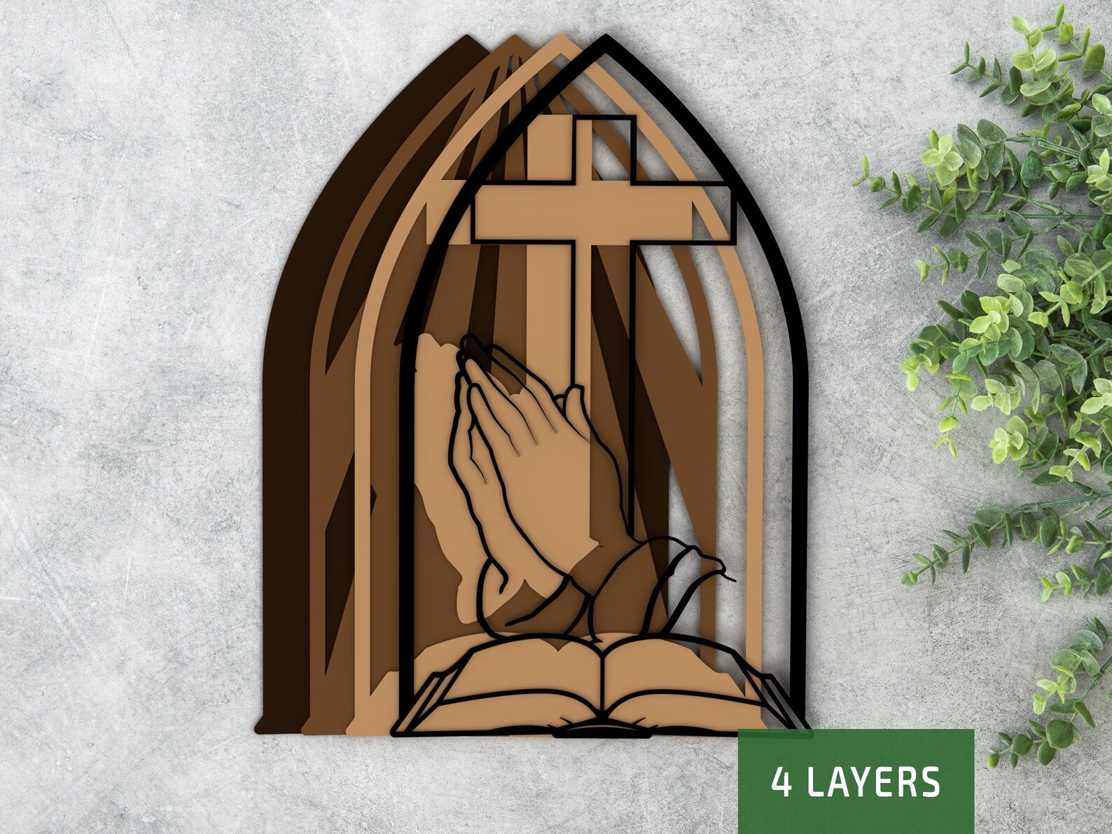 Praying Hands Bible Laser Cut File – Layered SVG Multilayer 3D Design ...