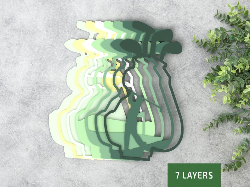 Golf Bag SVG Layered, Laser Cut Files, Multilayer SVG, 3D Svg ...
