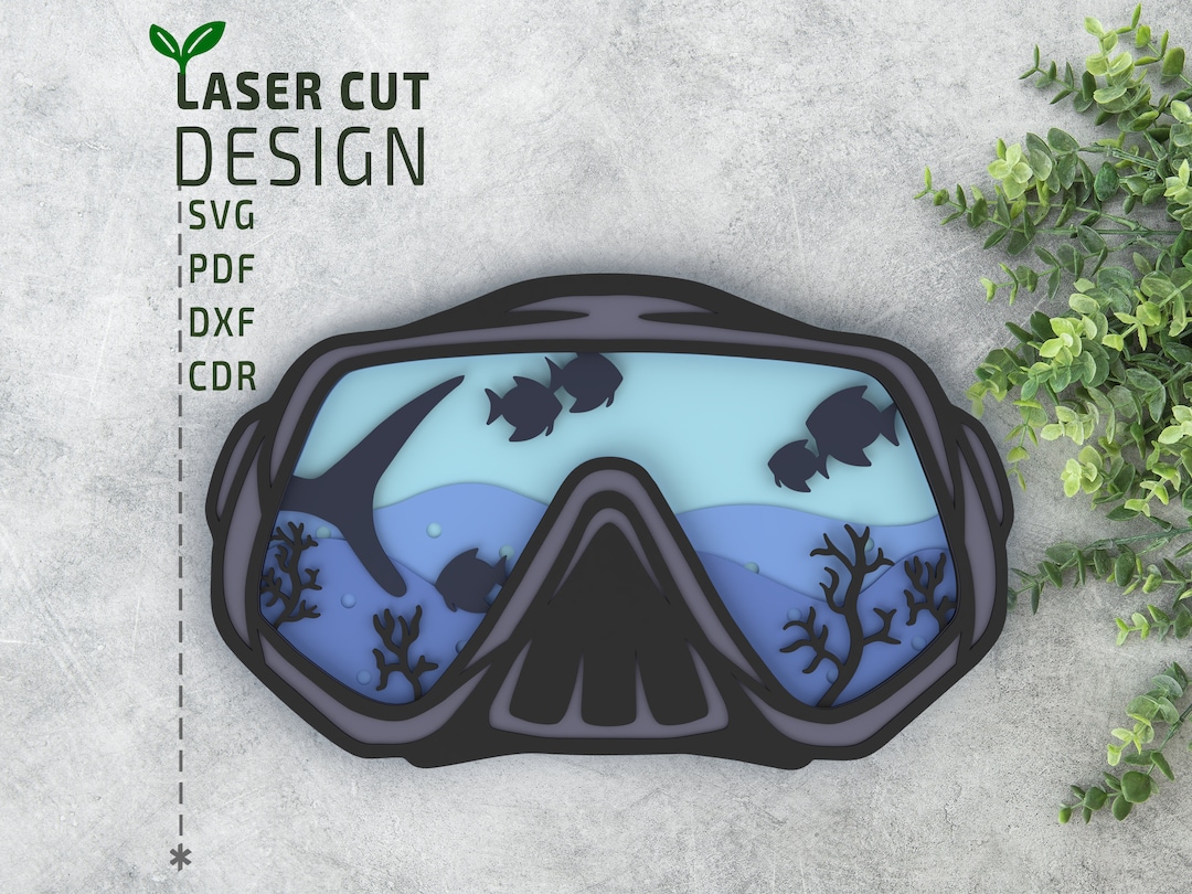 Scuba Diver Mask Layered SVG Laser Cut File, Multilayer Svg, 3d Svg ...