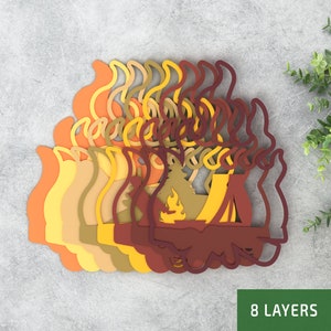 Camping Campfire Layered SVG, Laser Cut Files, Multilayer 3d SVG ...