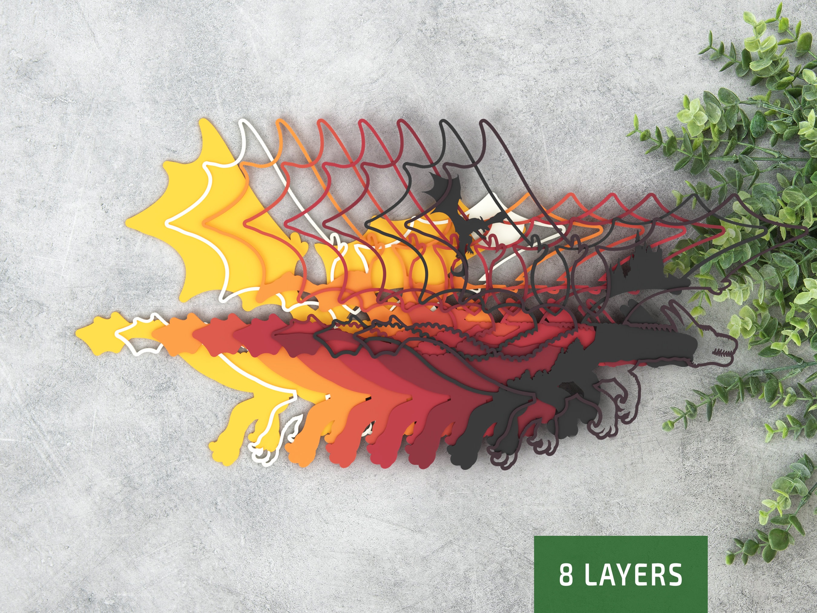 Dragon Layered SVG Laser Cut File for Glowforge , Multilayer 3d Laser ...