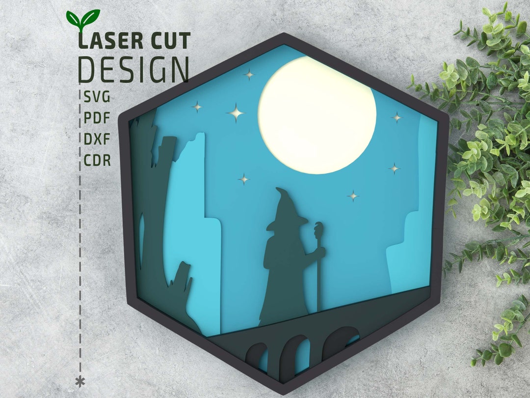 D20 Dice Wizard Layered SVG Laser Cut File for Glowforge , Multilayer ...
