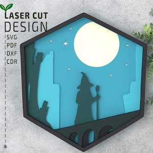 D20 Dice Wizard Layered SVG Laser Cut File for Glowforge , Multilayer ...