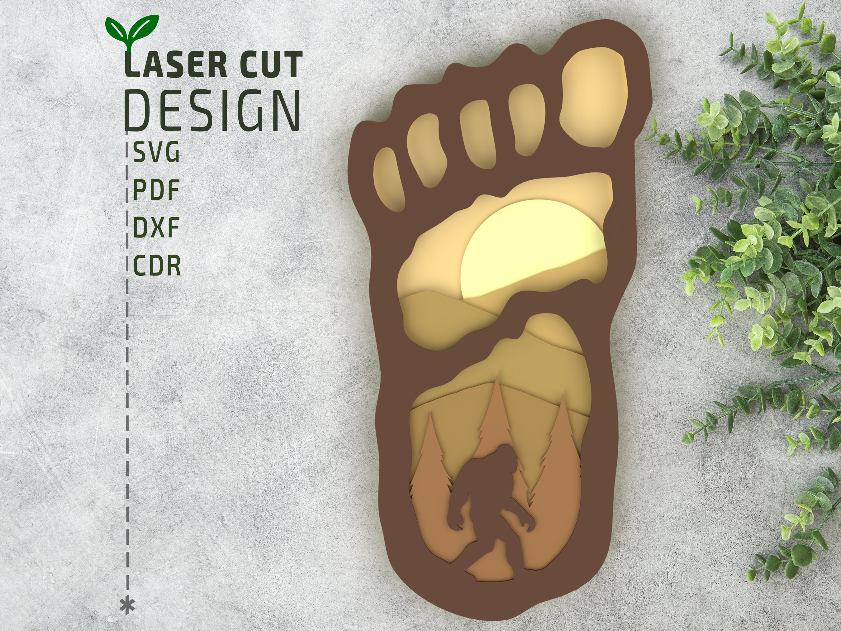 Bigfoot SVG Laser Cut Files, Big Foot Print Svg, Layered Svg ...