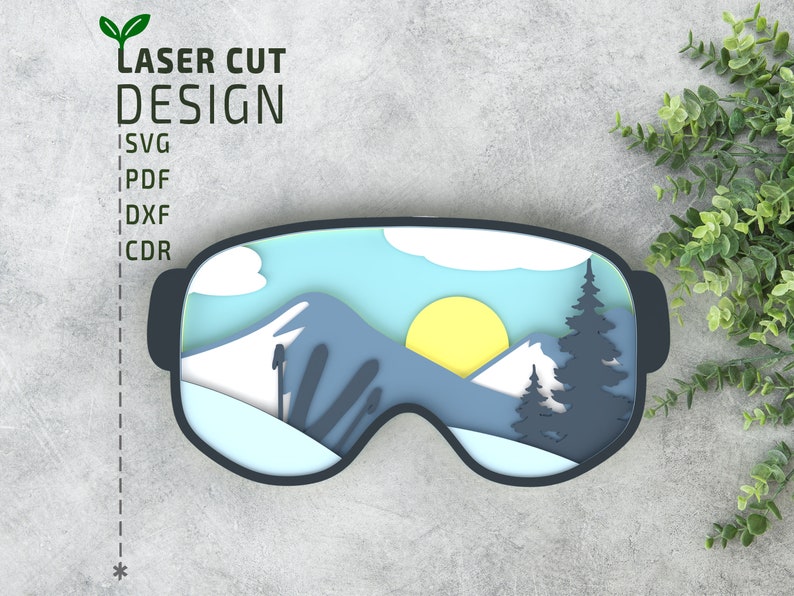 Ski Goggles Layered SVG Laser Cut File for Glowforge , Multilayer 3d ...