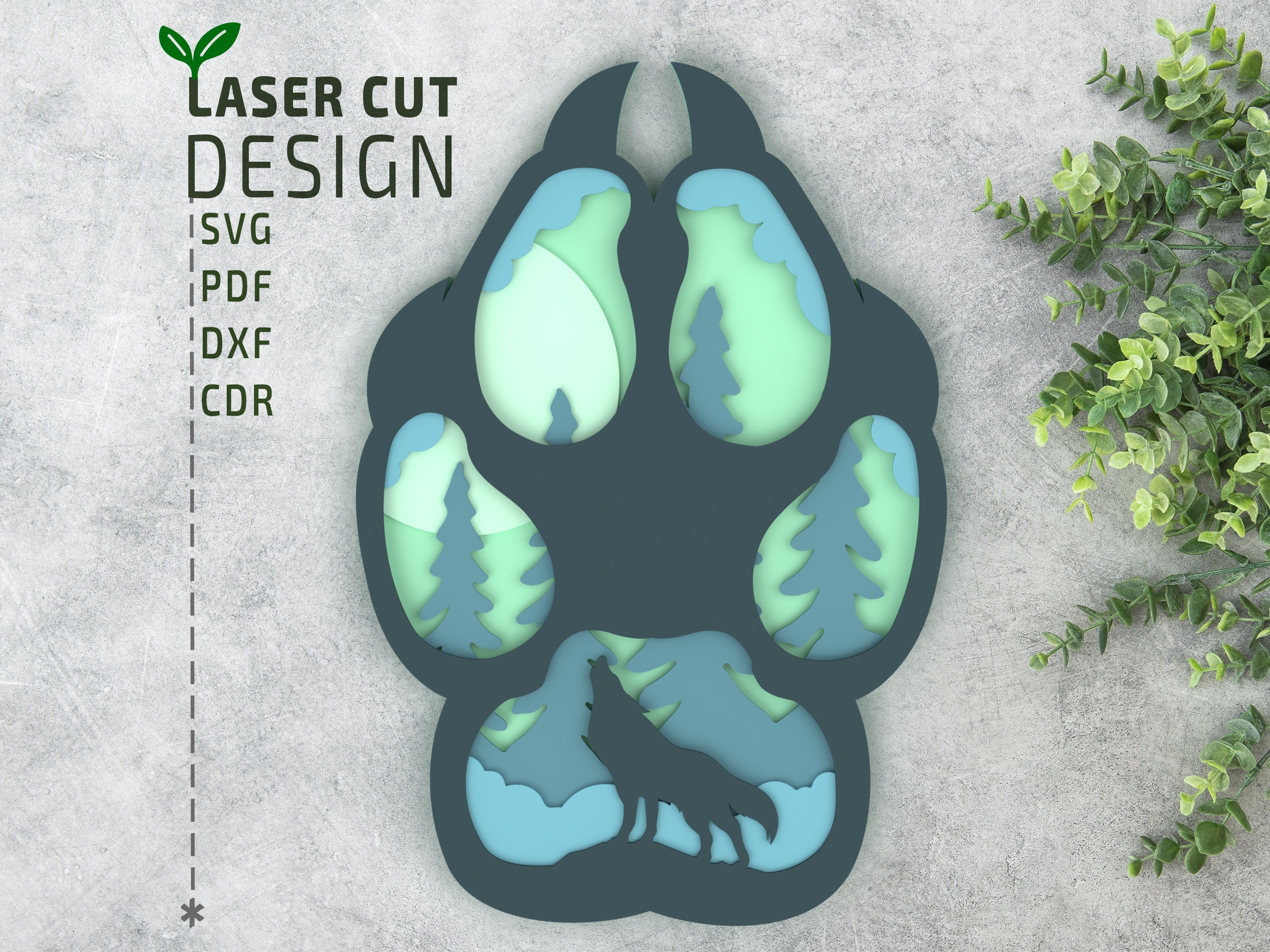 Wolf Paw Layered SVG, Laser Cut Files, Multilayer SVG, 3d SVG, Laser ...