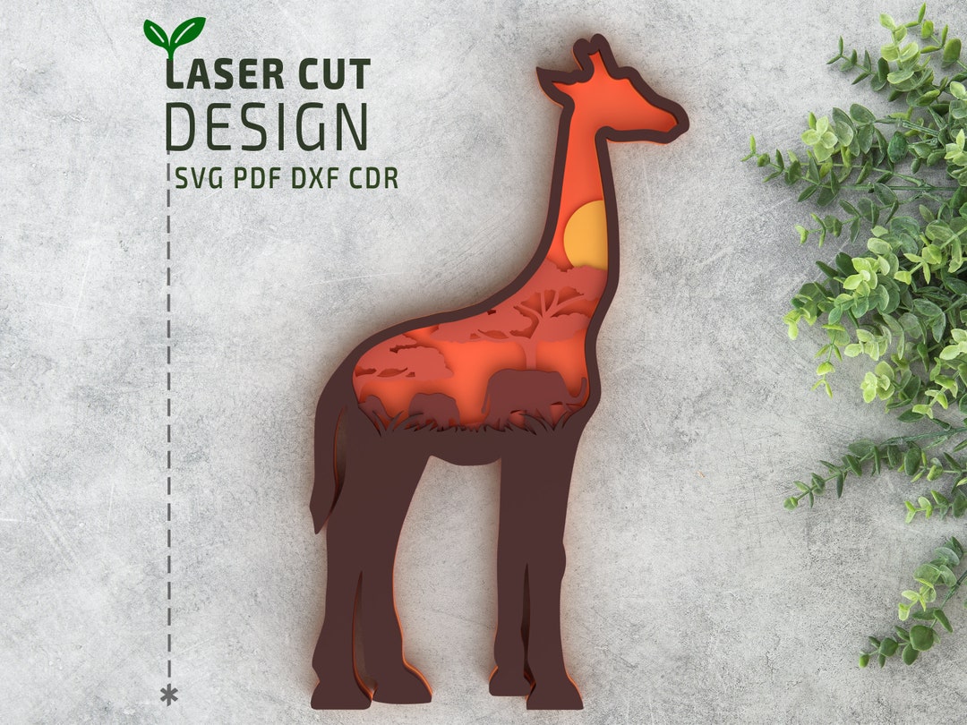 Giraffe With Safari Scene Layered SVG Laser Cut File, Glowforge ...